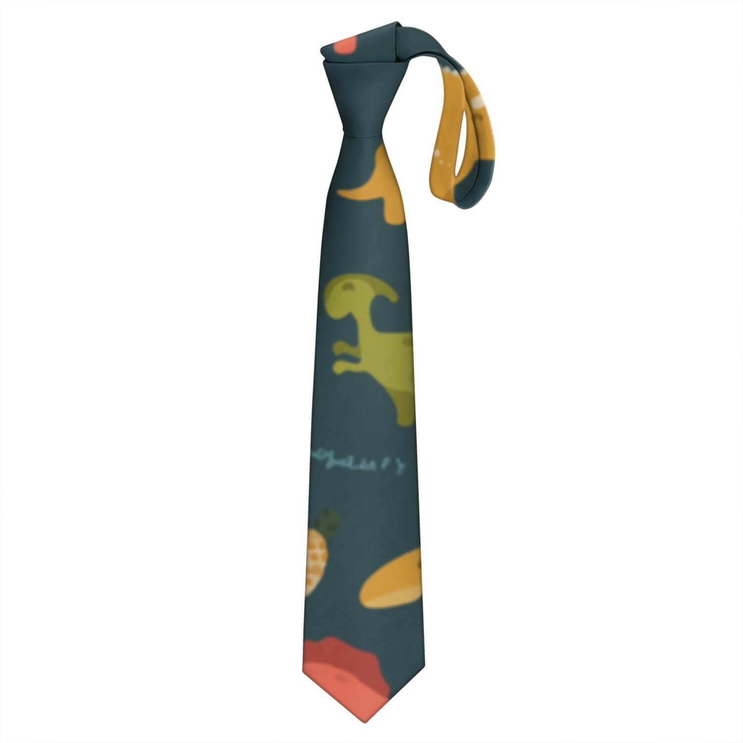 Funny Dinosaur Tie for Men - Colorful Cartoon Dino Design, Wrinkle-Free ...