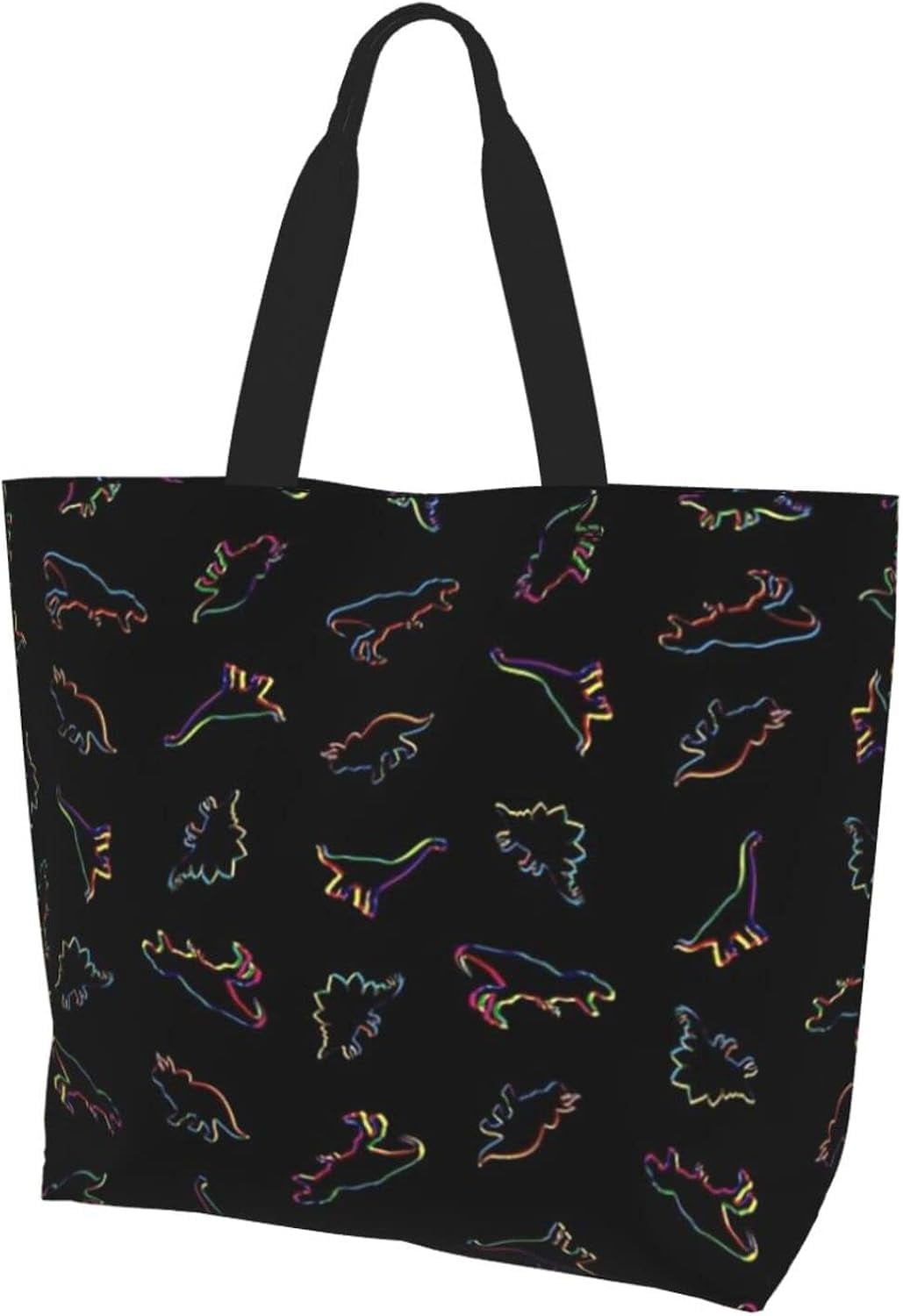 Funny Dinosaur Tote Shoulder Bag Dino Grocery Bags Storage Handle ...