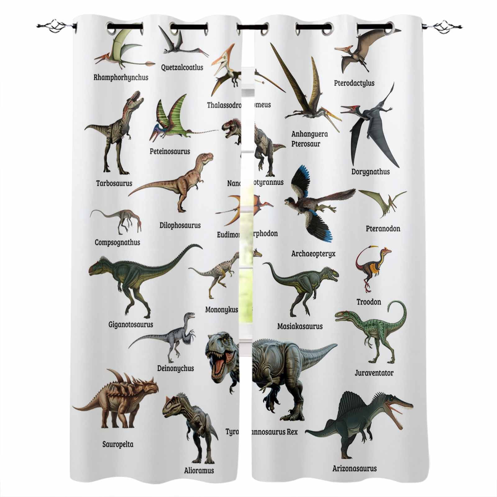Funny Dinosaurs Blackout Curtains for Bedroom - 84 Inch Long Light ...