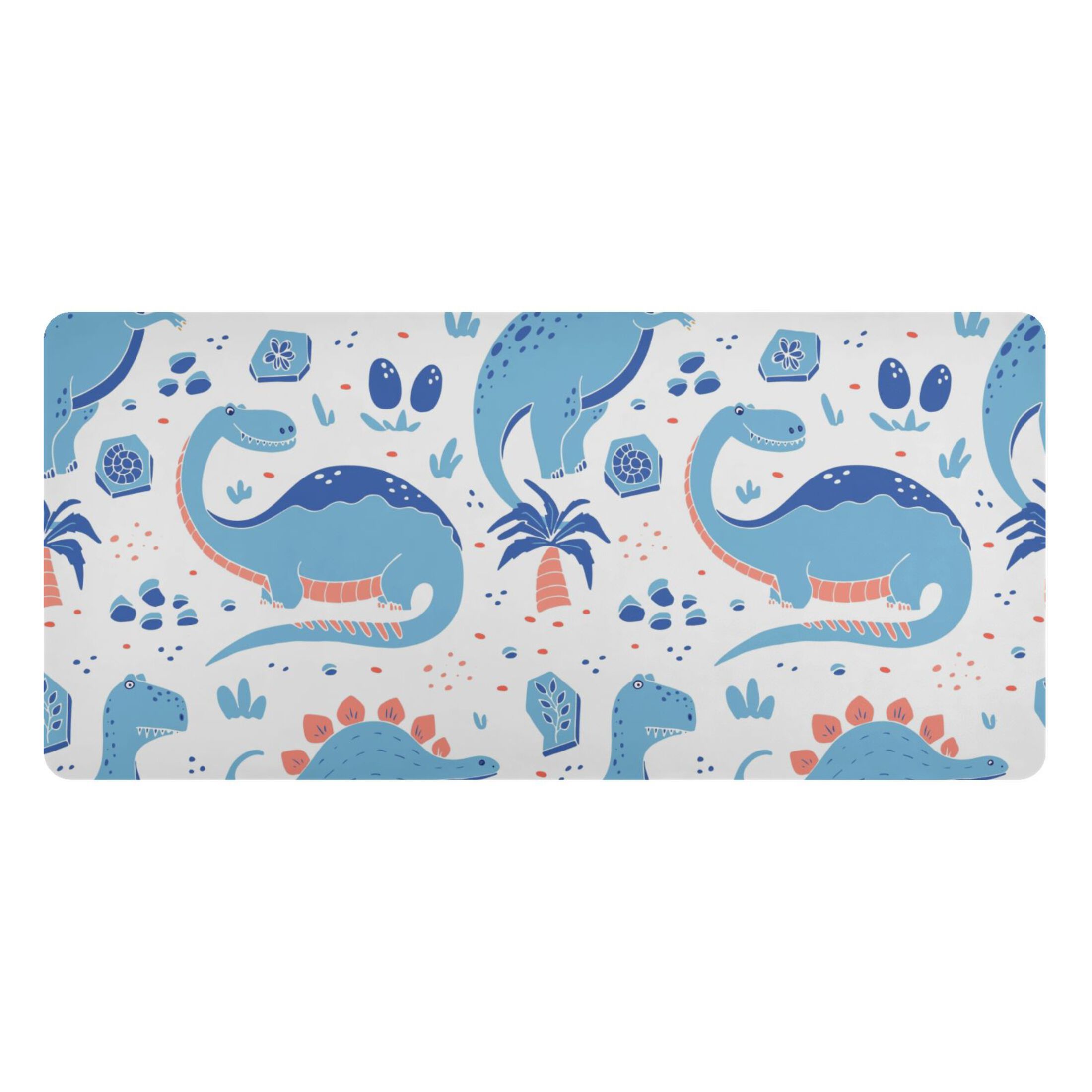 Funny Dinosaurs Cartoon Blue Desk Mats Large Mouse Pad Long Keyboard ...