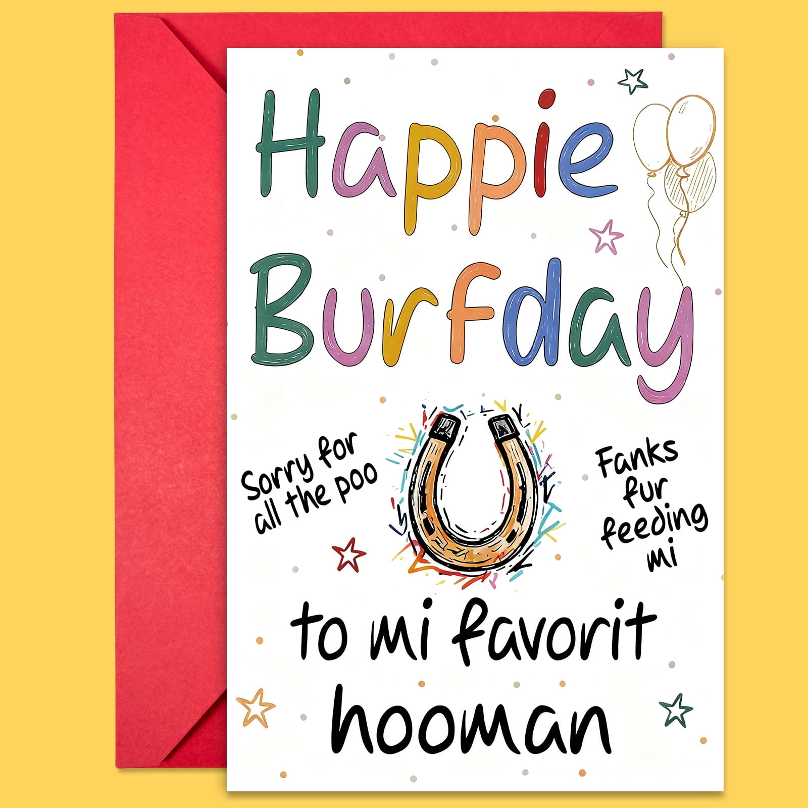 Funny Dog Birthday Card – “Happie Burfday to mi favorit hooman ...