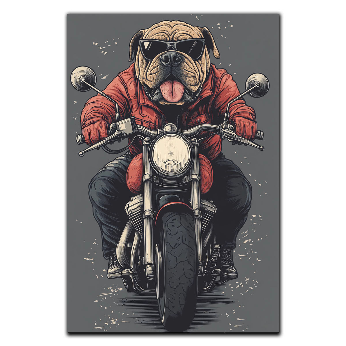 Funny Dog Canvas Wall Art Neapolitan Mastiff Dog Riding A Motorcycle ...