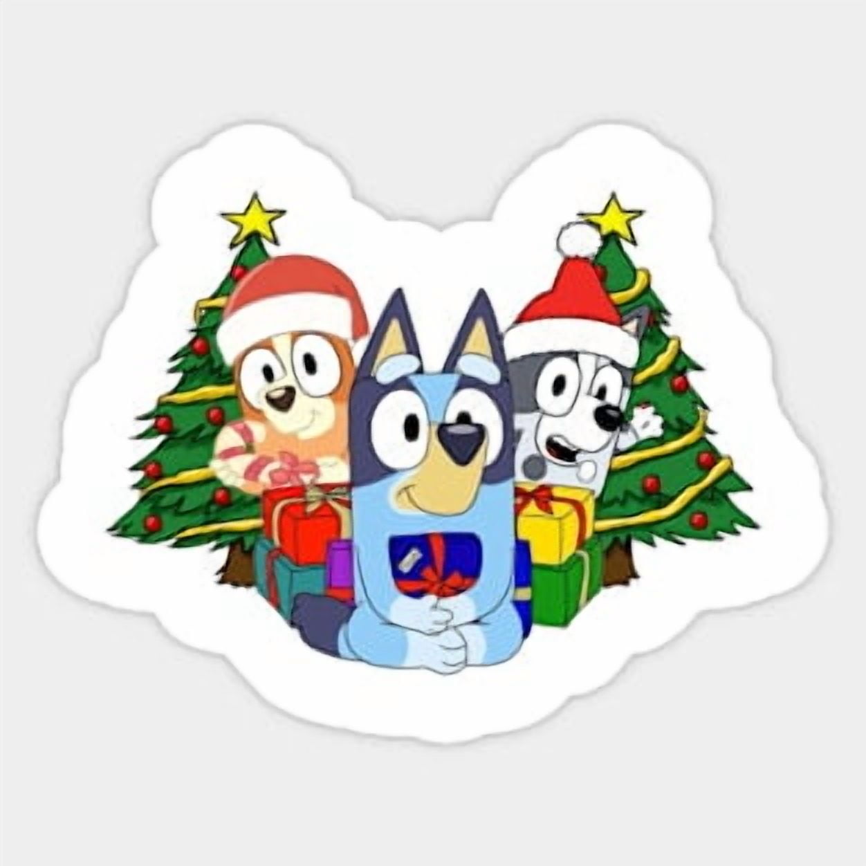Funny Dog Christmas Sticker Bluey Stickers For Kids, Bluey Stickers ...