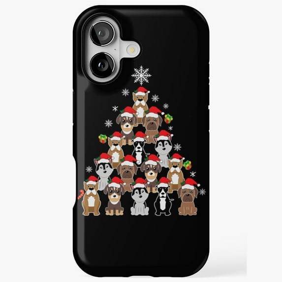 Funny Dog Christmas Tree Art Case for iPhone 11 12 13 14 15 16 17 Pro ...