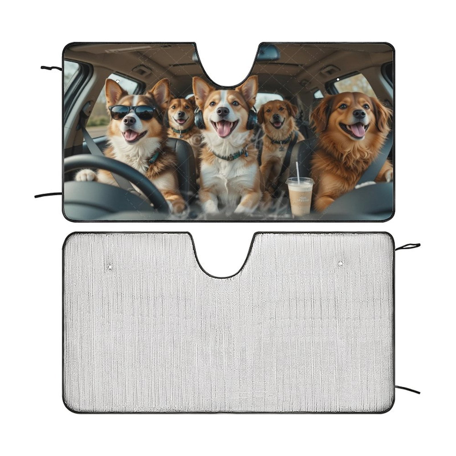 Funny Dog Driving Car Windshield Sun Shade Foldable | Front Windshield ...