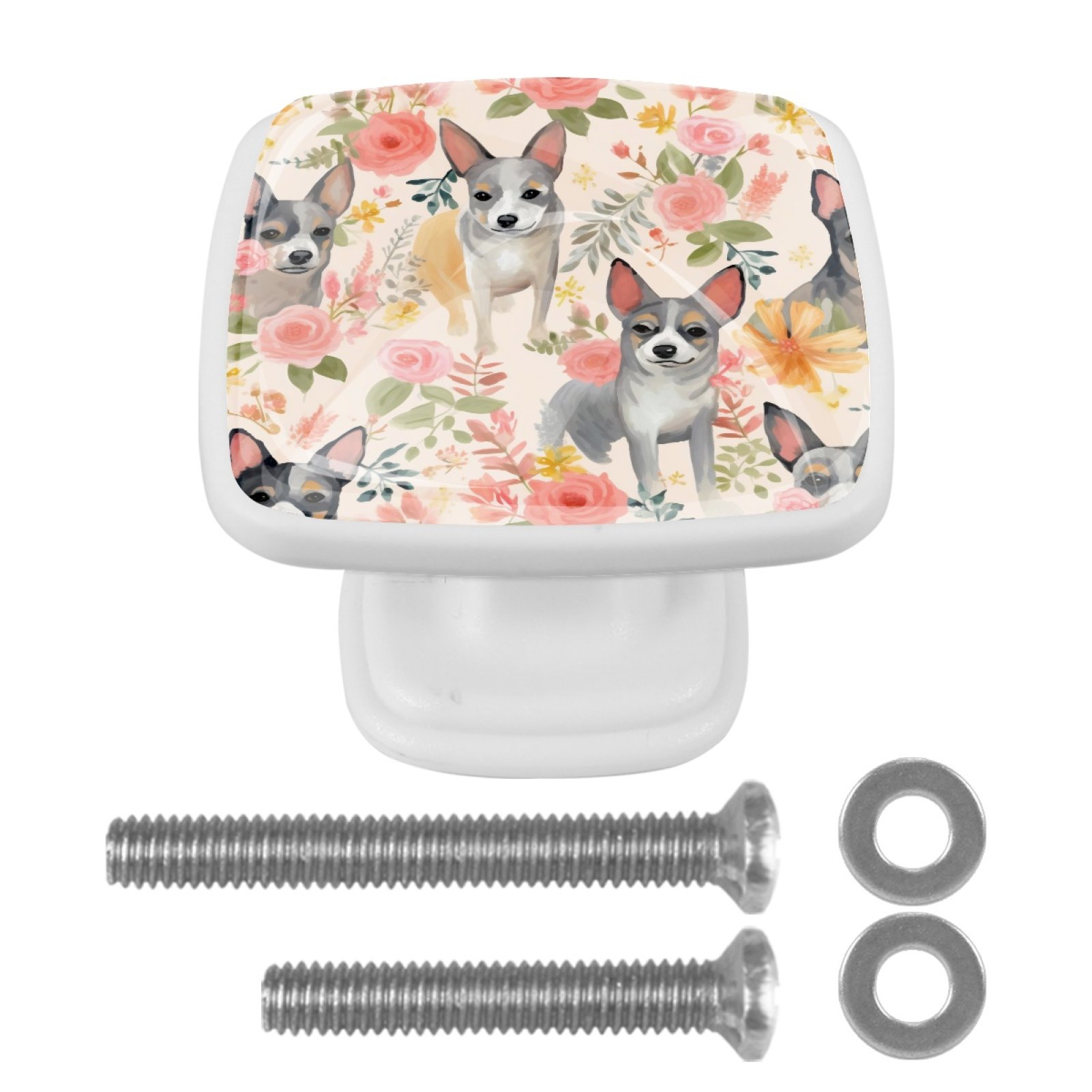 Funny Dog Floral Cabinets Door and Drawers Knobs Pulls,Furniture ...