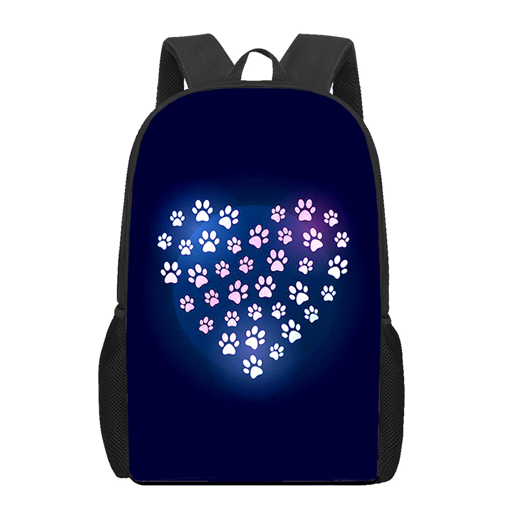 Funny Dog Footprint Paw Print Backpack for s Book Bag Teenager Casual ...