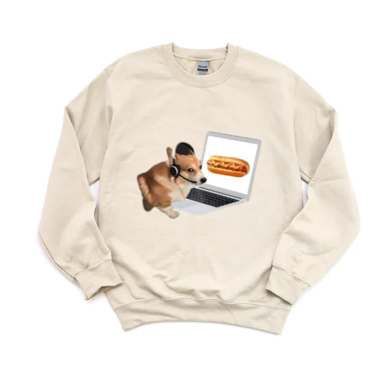 Funny Dog Hotdog Meme Cute Animal Wiener Sausage Weiner Sweatshirt, for ...