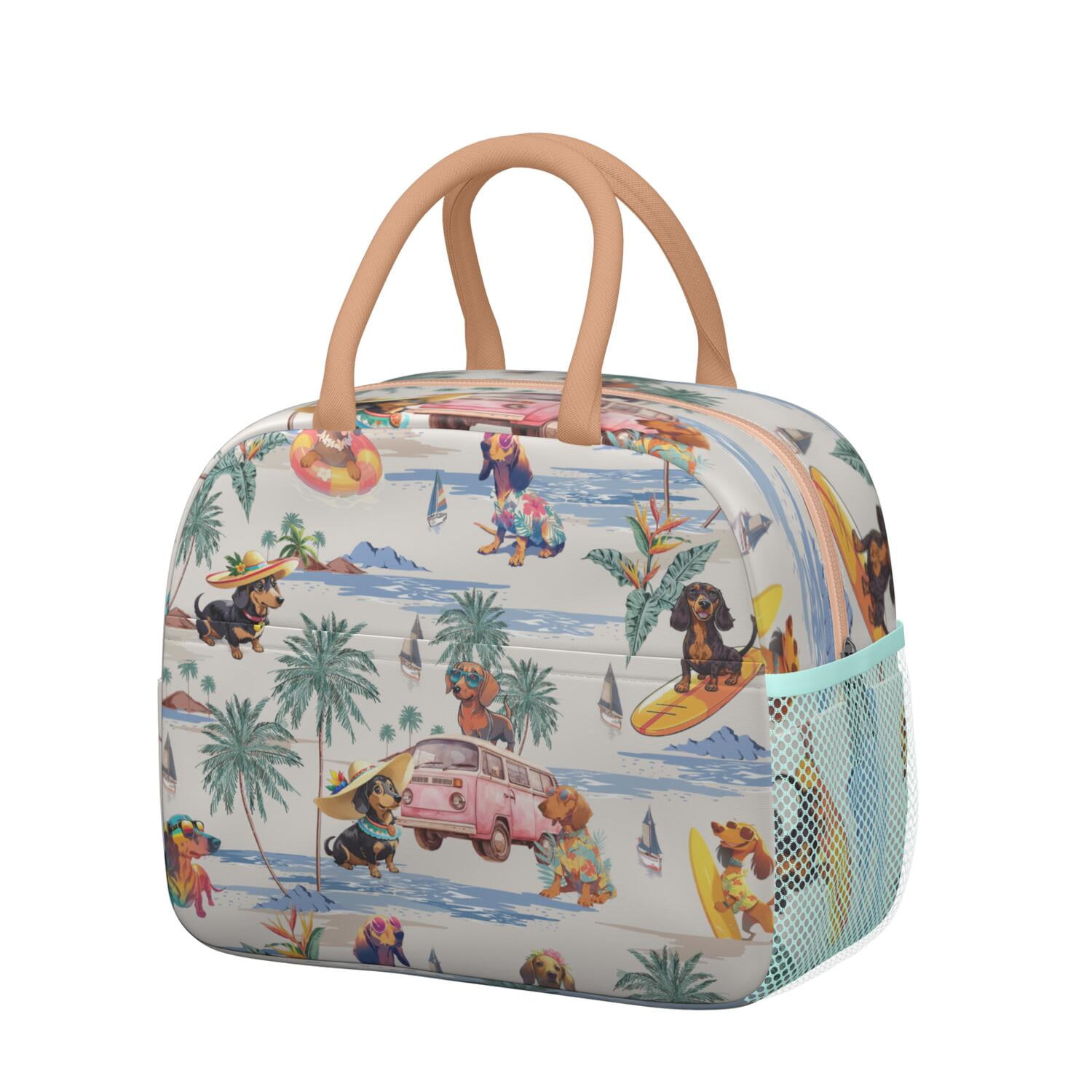 Funny Dog Illustration Lunch Box - Waterproof & Insulated with Vintage ...