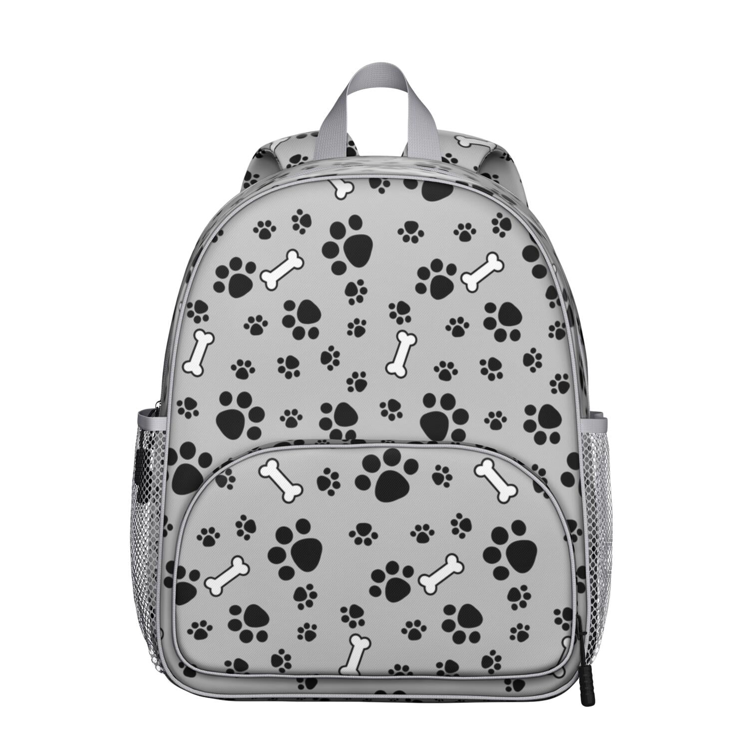 Funny Dog Illustration Student Backpack – Playful Puppy Paw Print with ...