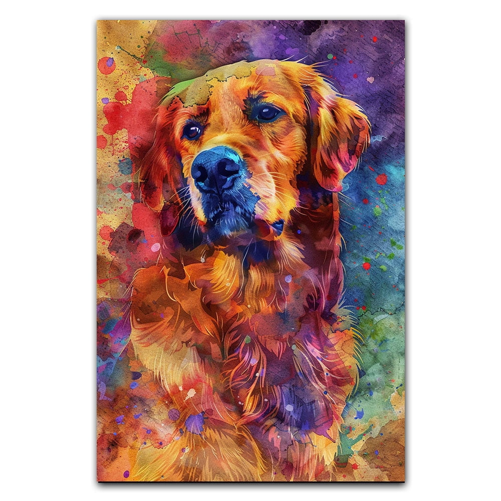 Funny Dog Painting,Golden Retriever Dog Art Wall Decor, Inspirational ...