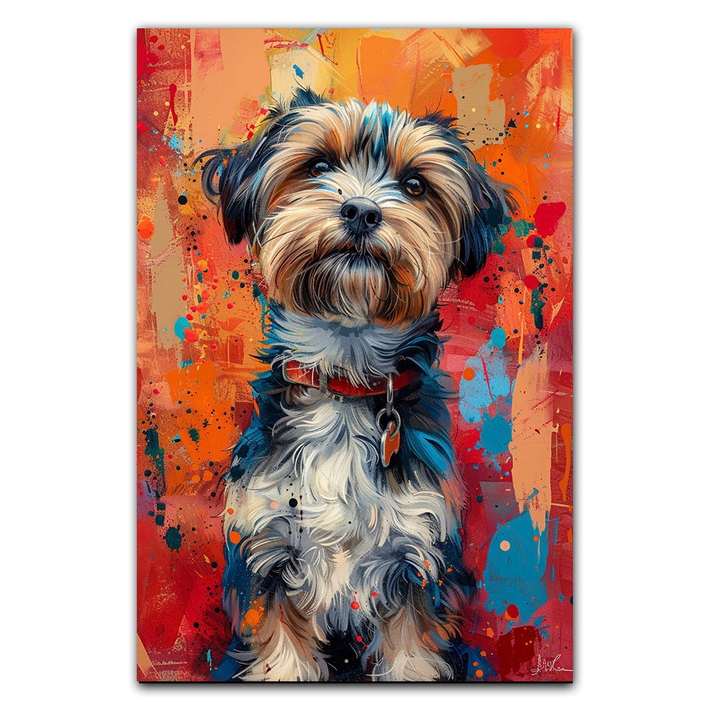 Funny Dog Painting,Lhasa Apso Dog Art Wall Decor, Inspirational Wall ...
