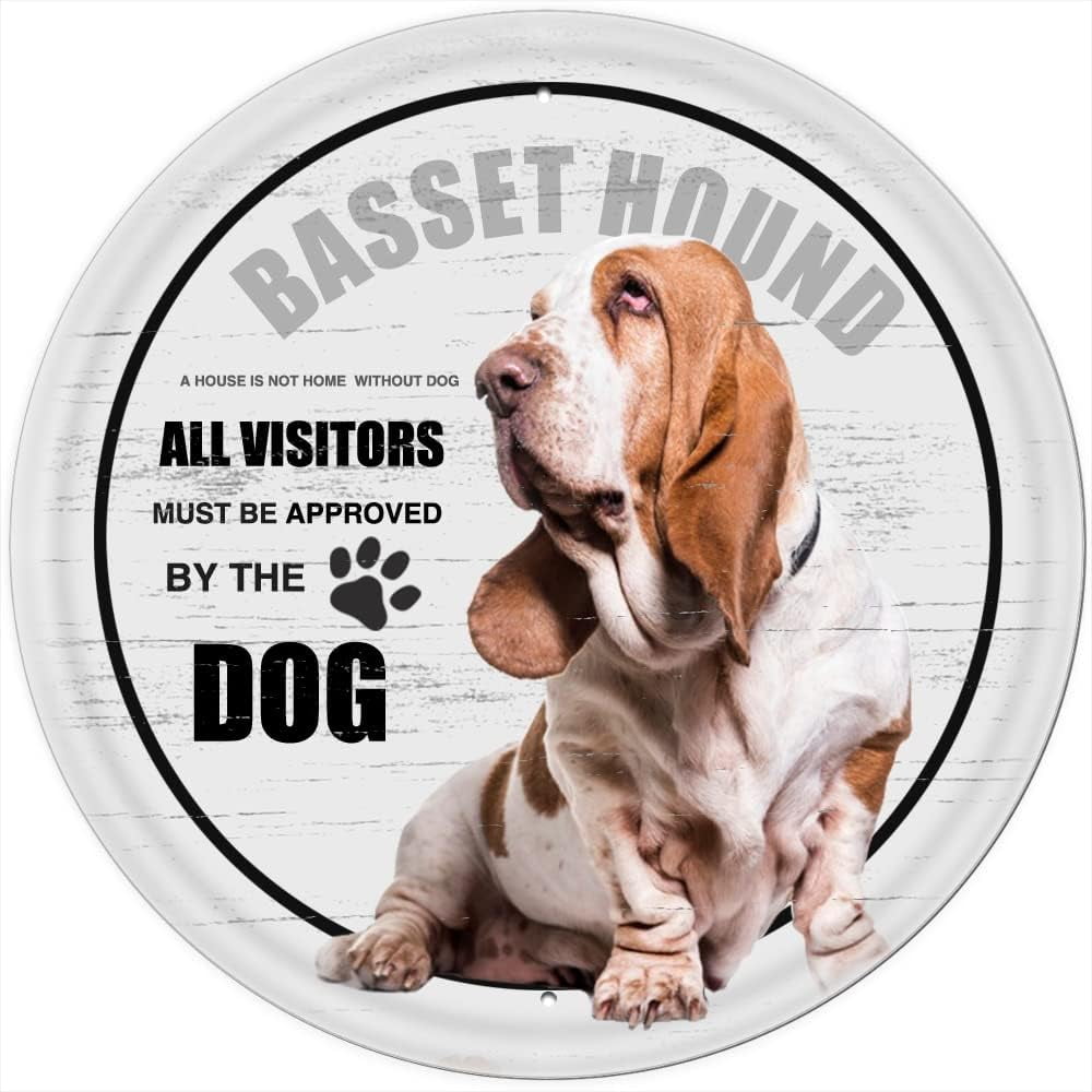 Funny Dog Pet Lover Basset Hound Metal Tin Sign All Visitors Must Be ...