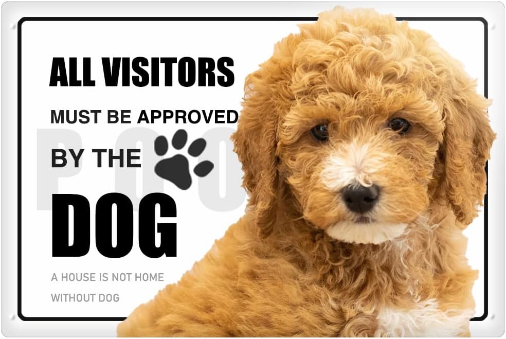 Funny Dog Pet Lover Gift Metal Tin Sign All Visitors Must Be Approved ...