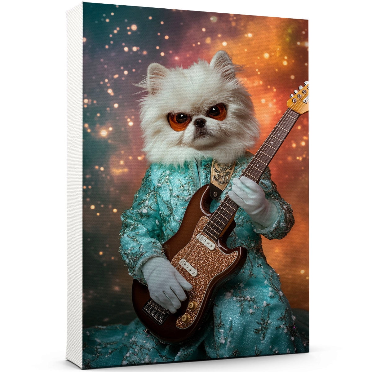 Funny Dog Poster 8x12in, Chinese Dog Playing Electric Guitar Poster ...
