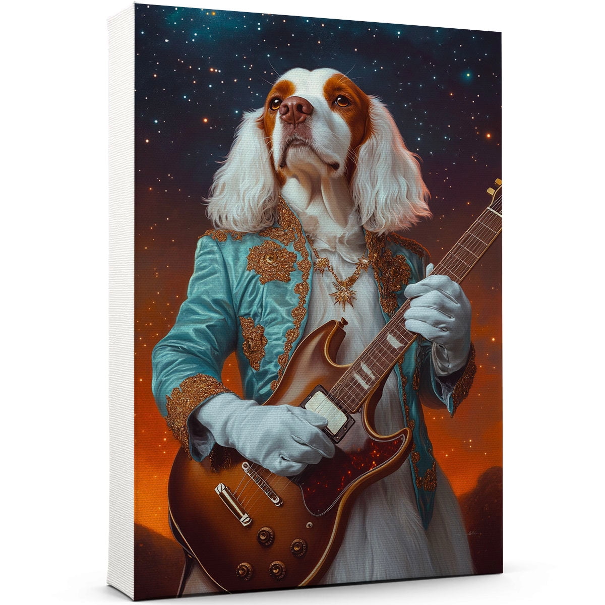 Funny Dog Poster 8x12in, Irish Redand White Setter Dog Playing Electric ...