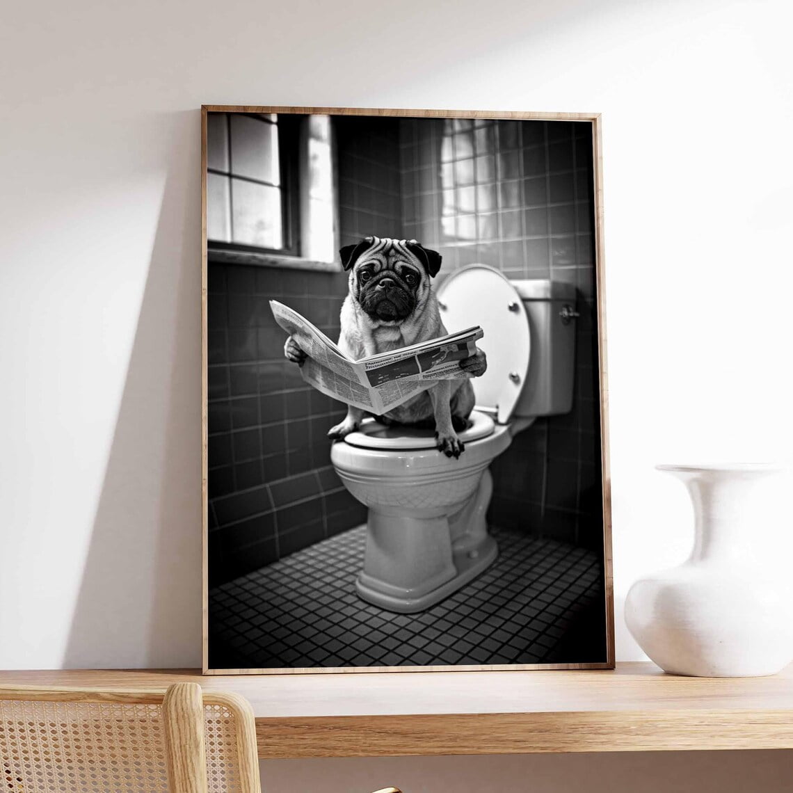 Funny Dog Poster, Bathroom Decor, Surreal Poster, Photographic Art, Funny Print, Surrealist Art ...