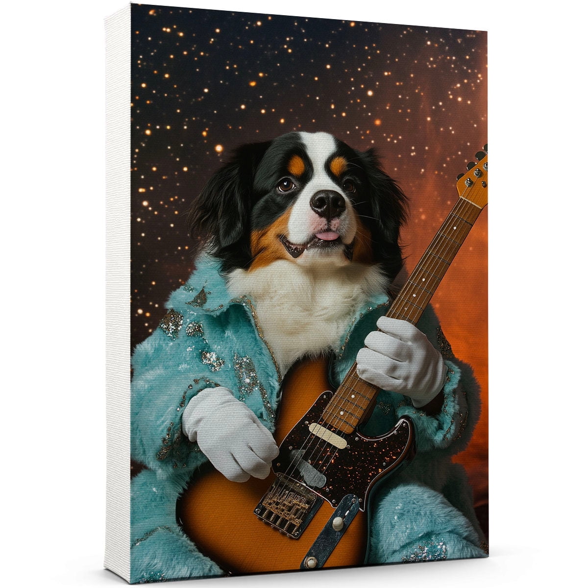 Funny Dog Poster,Bernese Mountain Dog Playing Electric Guitar Poster ...