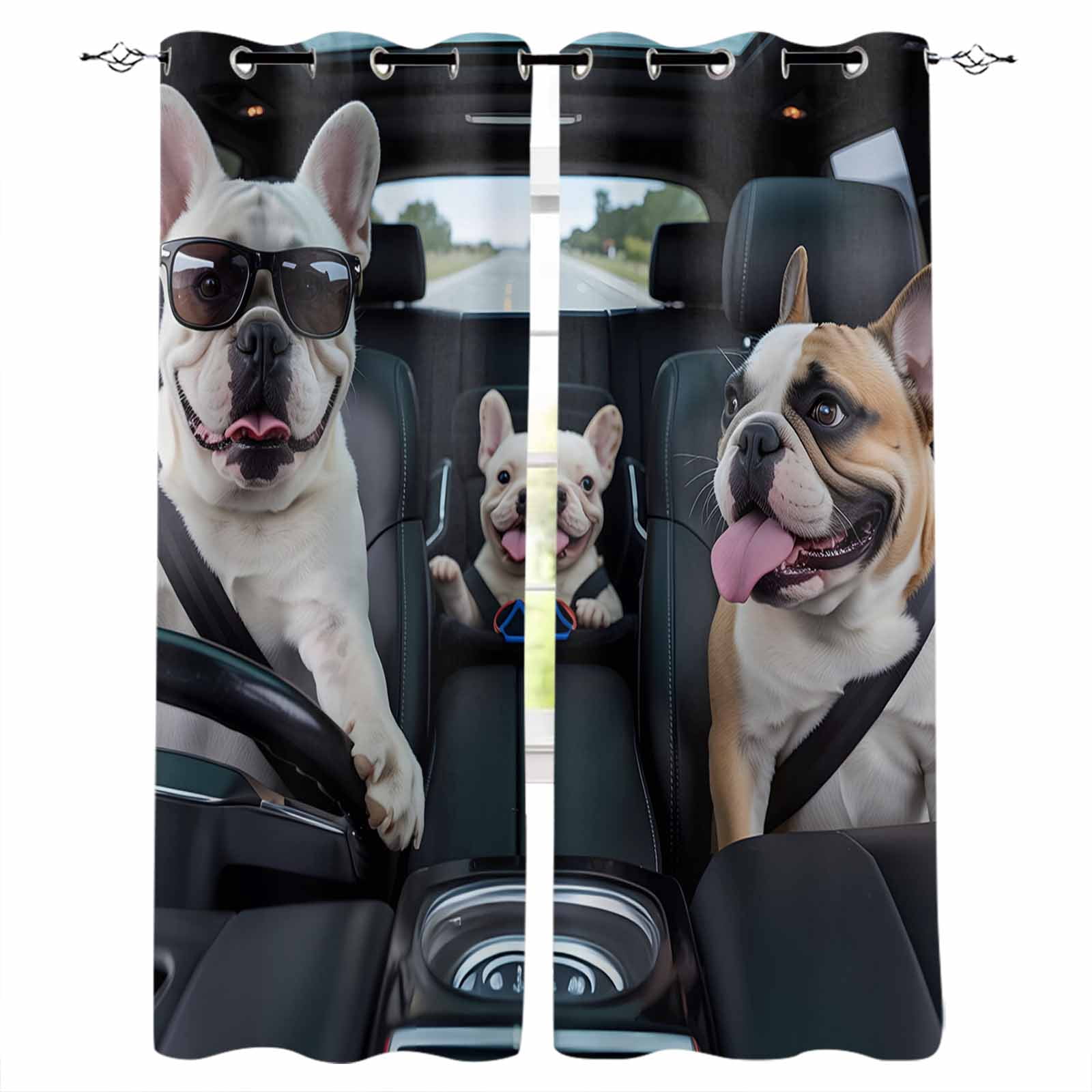 Funny Dog Print Blackout Curtains 45 Inches Long for Bedroom, Summer ...