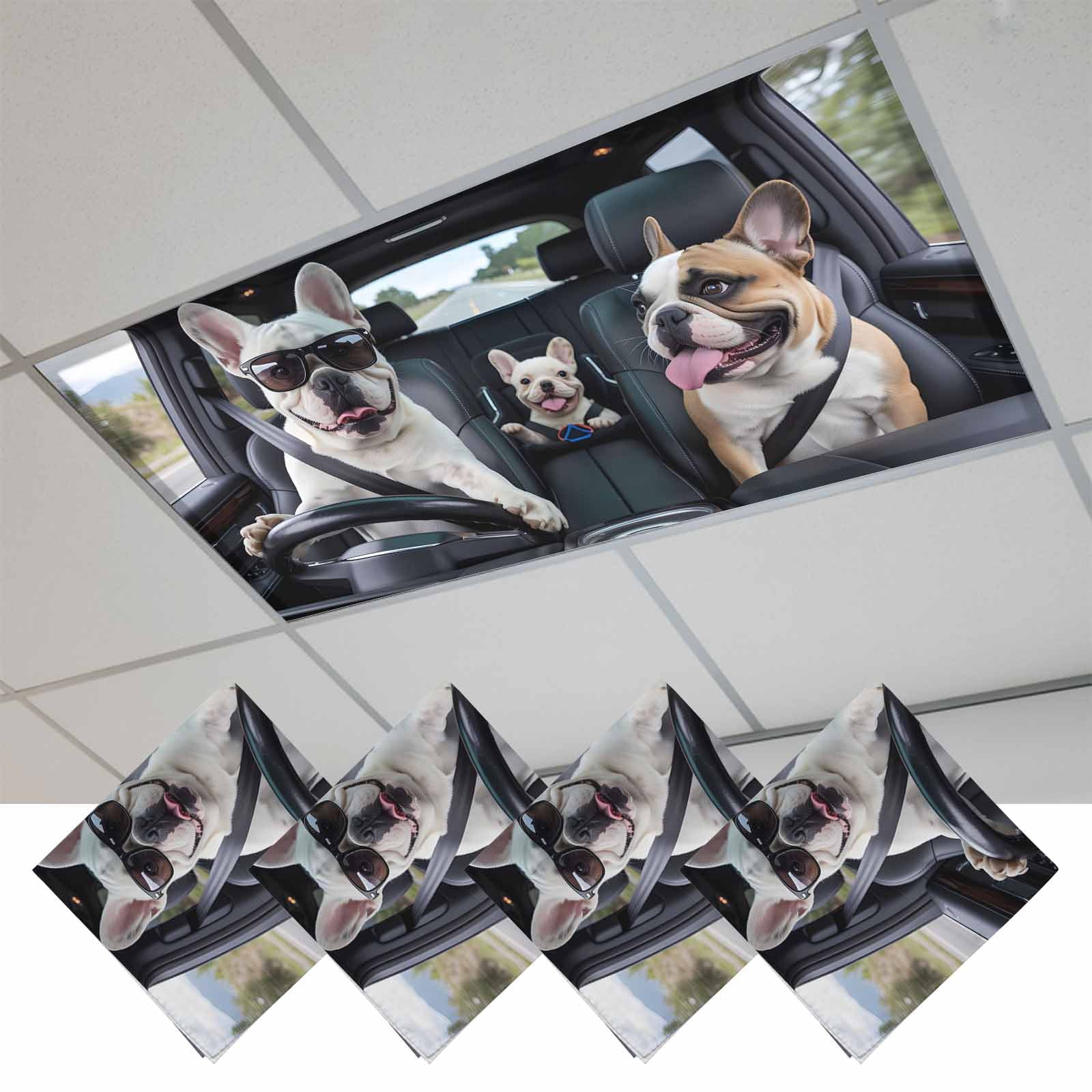 Funny Dog Print Magnetic Fluorescent Light Covers for Ceiling Lights 2 ...