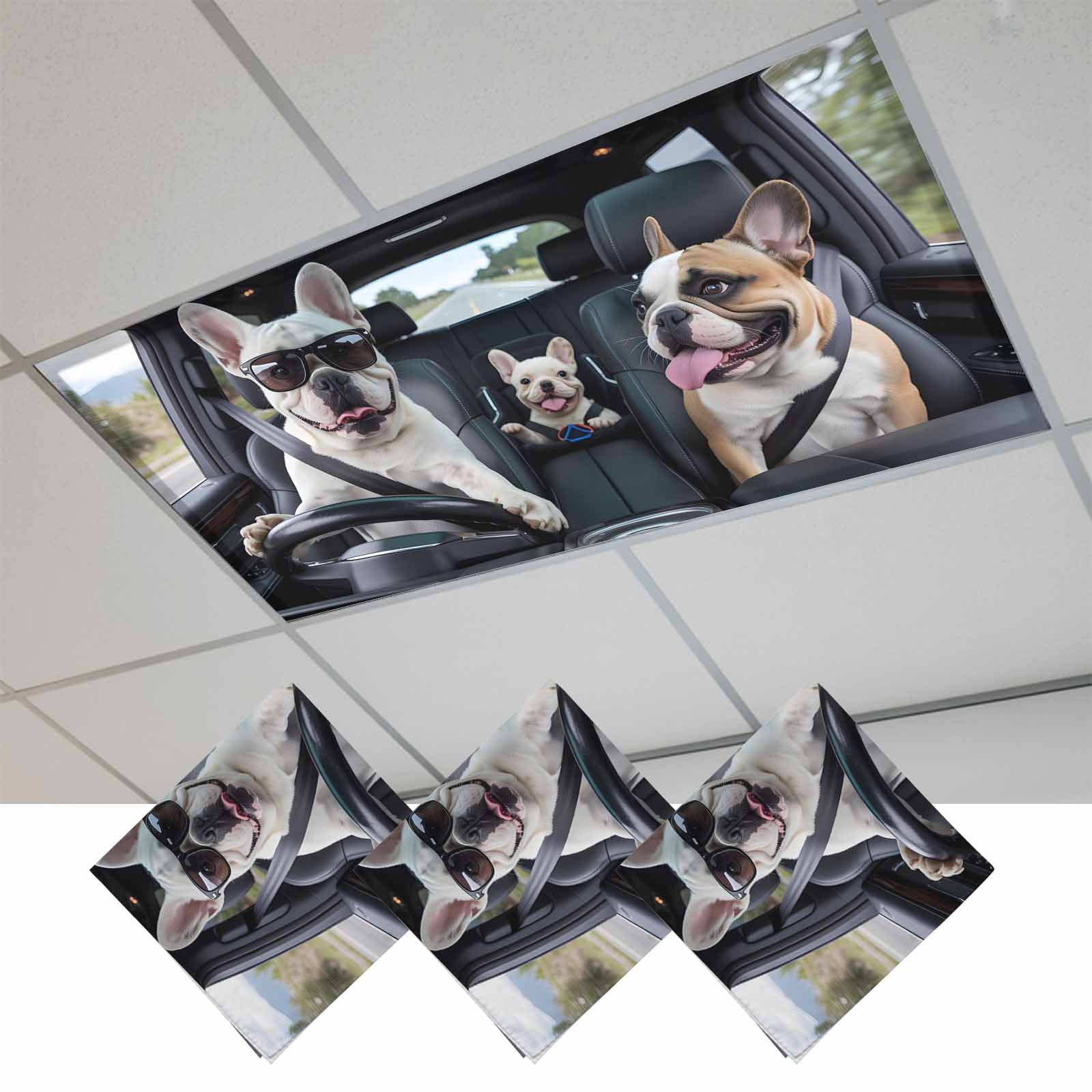 Funny Dog Print Magnetic Fluorescent Light Covers for Ceiling Lights 2 ...