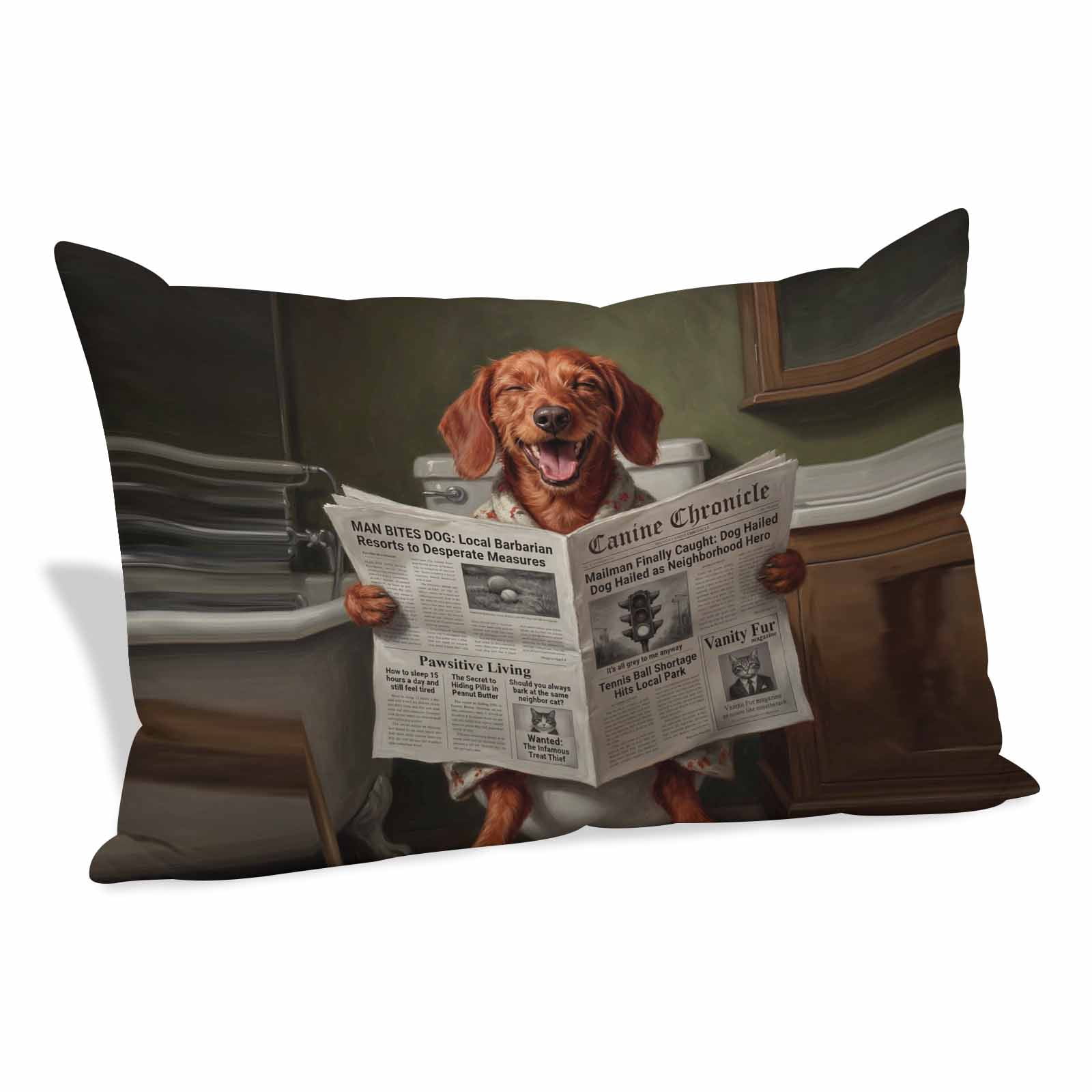 Funny Dog Puppy Body Pillow Cover Cute Dachshund Cartoon Newspaper ...