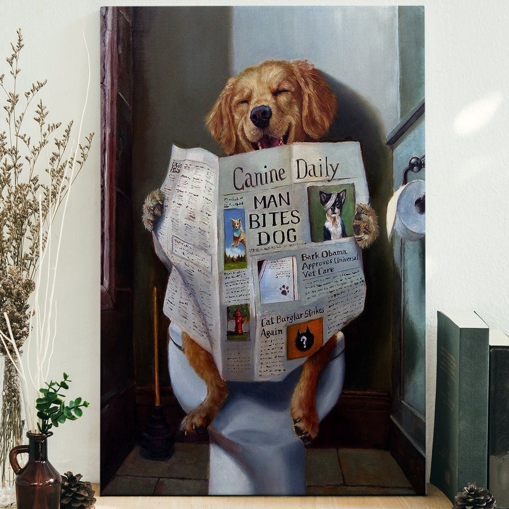 Funny Dog Reading Newspaper Poster, Funny Reading Poster, Dog Poster ...