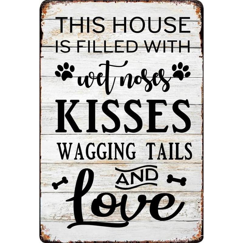 Funny Dog Rules Metal Tin Sign Wall Decor Rustic Farmhouse Dog Signs ...