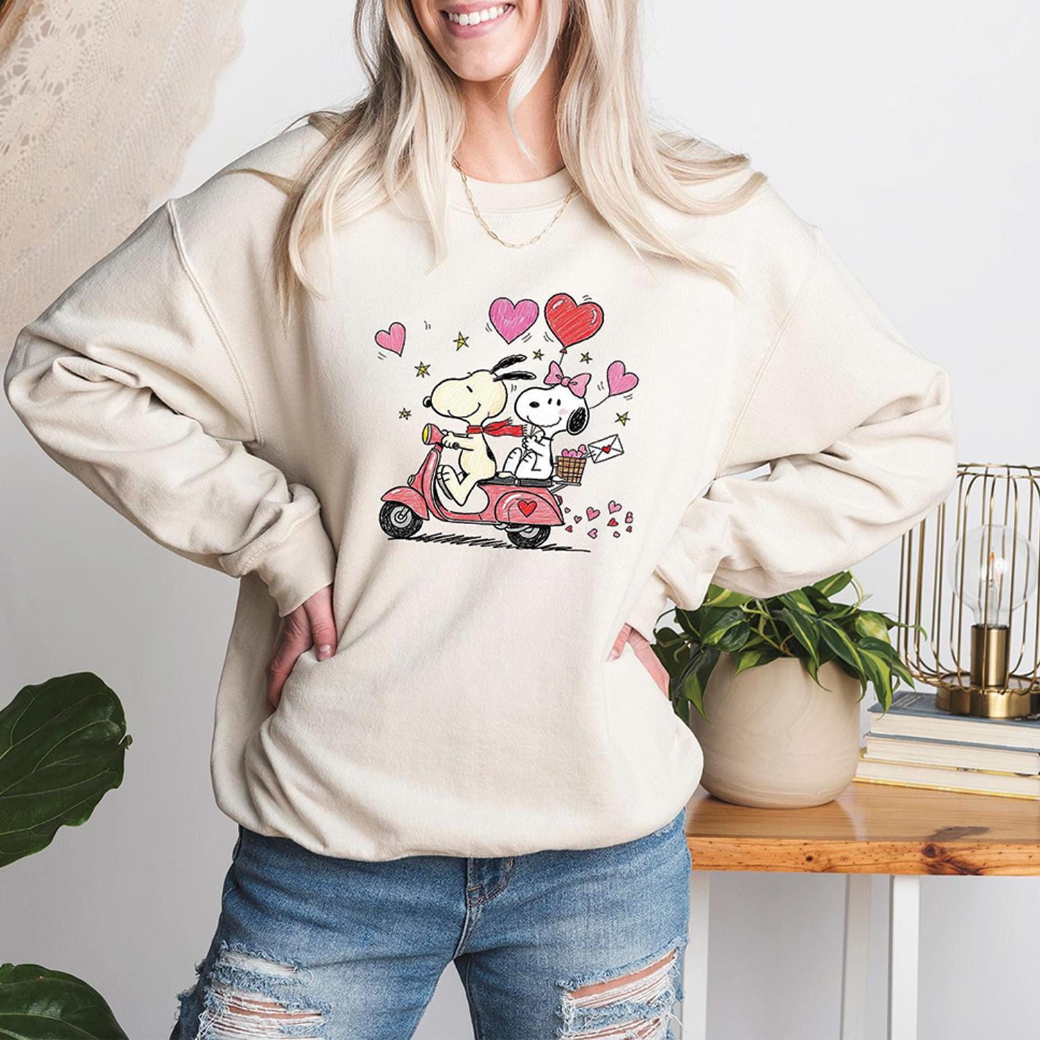 Funny Dog Scooter Ride Valentine Sweatshirt, Love Hearts Cartoon Couple ...