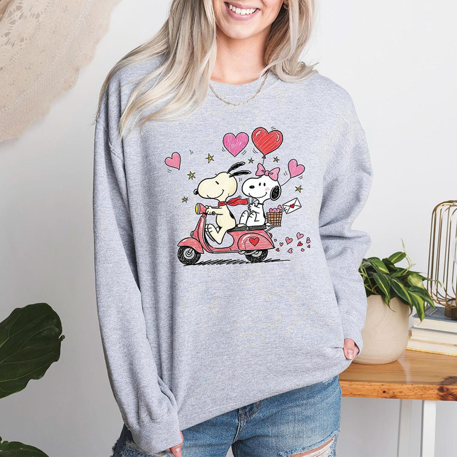 Funny Dog Scooter Ride Valentine Sweatshirt, Love Hearts Cartoon Couple ...