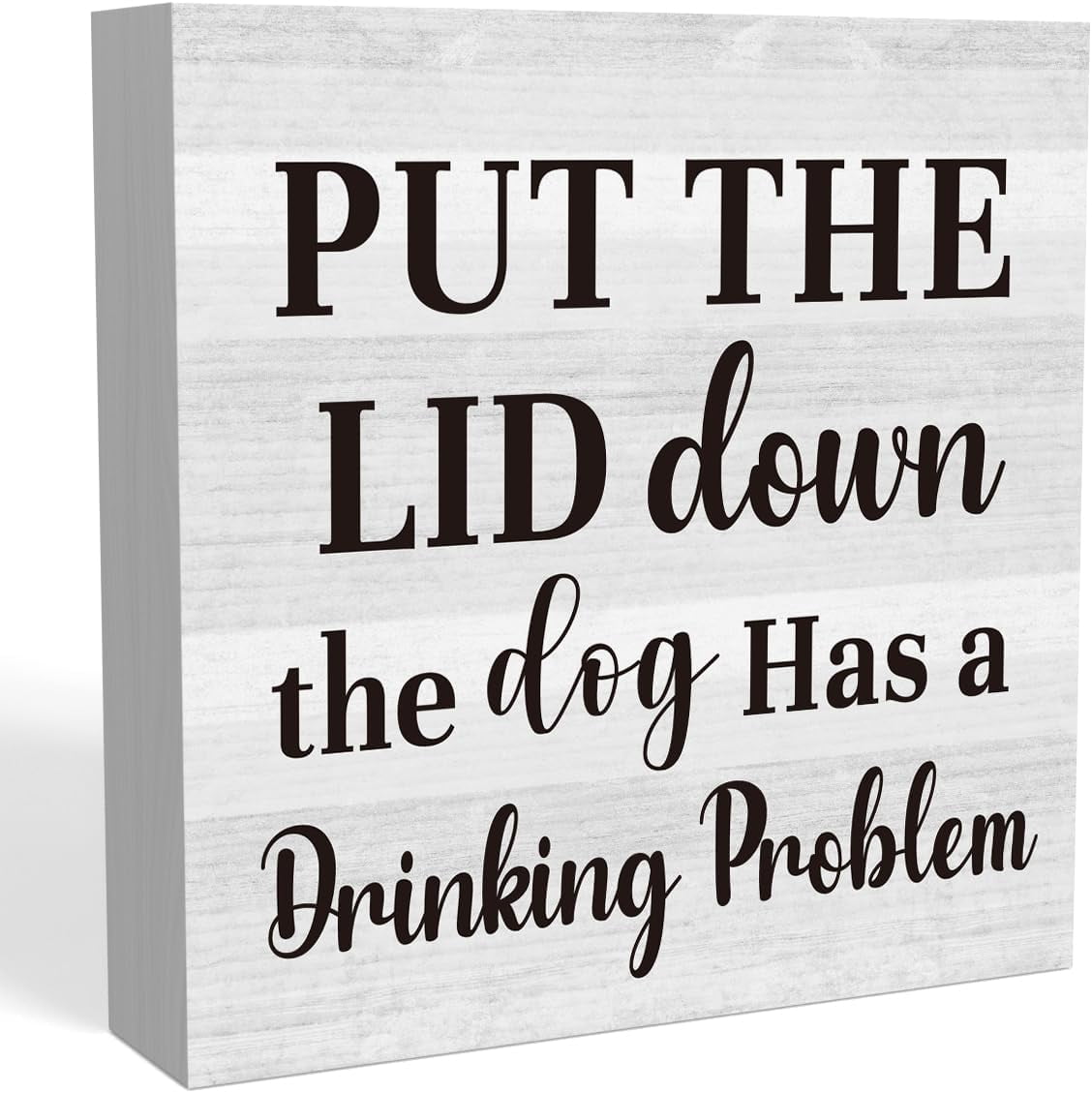 Funny Dog Sign Gifts Put The Lid Down Wood Sign Restroom Bathroom Shelf ...