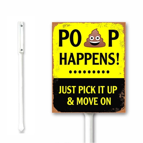Funny Dog Sign for Lawn, Poop Happens Sign, Please Clean Up After Your ...