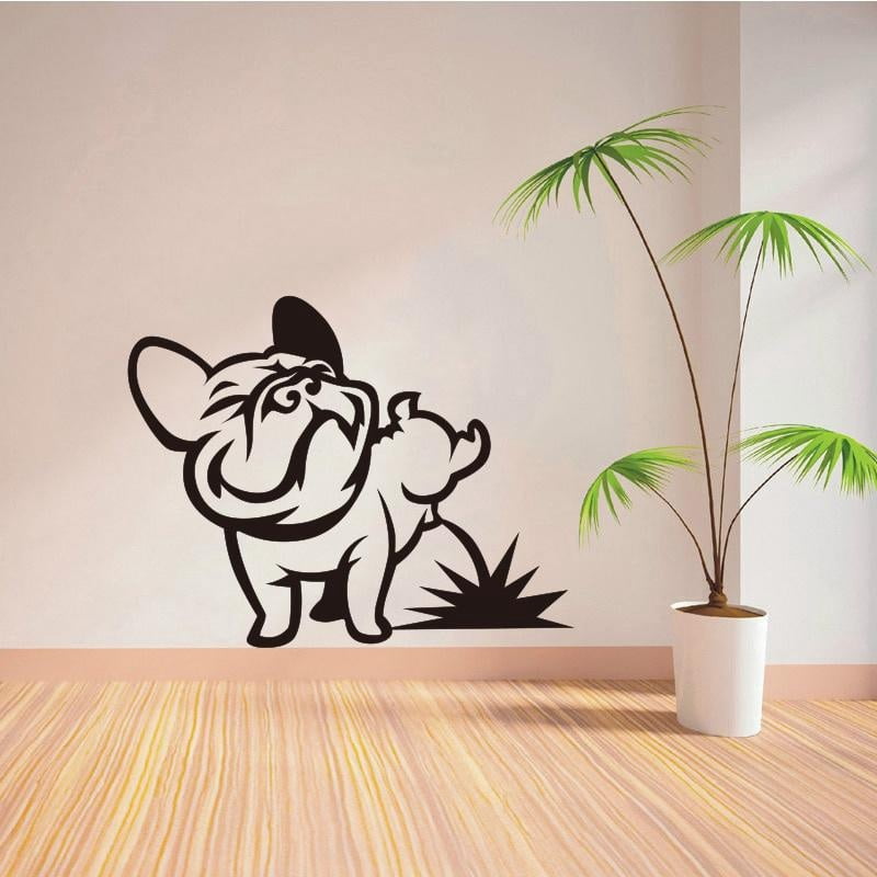 Funny Dog Squatting French Bulldog Wall Sticker Vinyl Wall Art Decal ...