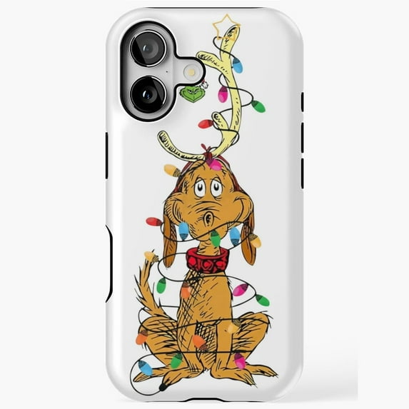 Funny Dog Tangled in Christmas Lights, Humorous Holiday Pet P968 Phone ...