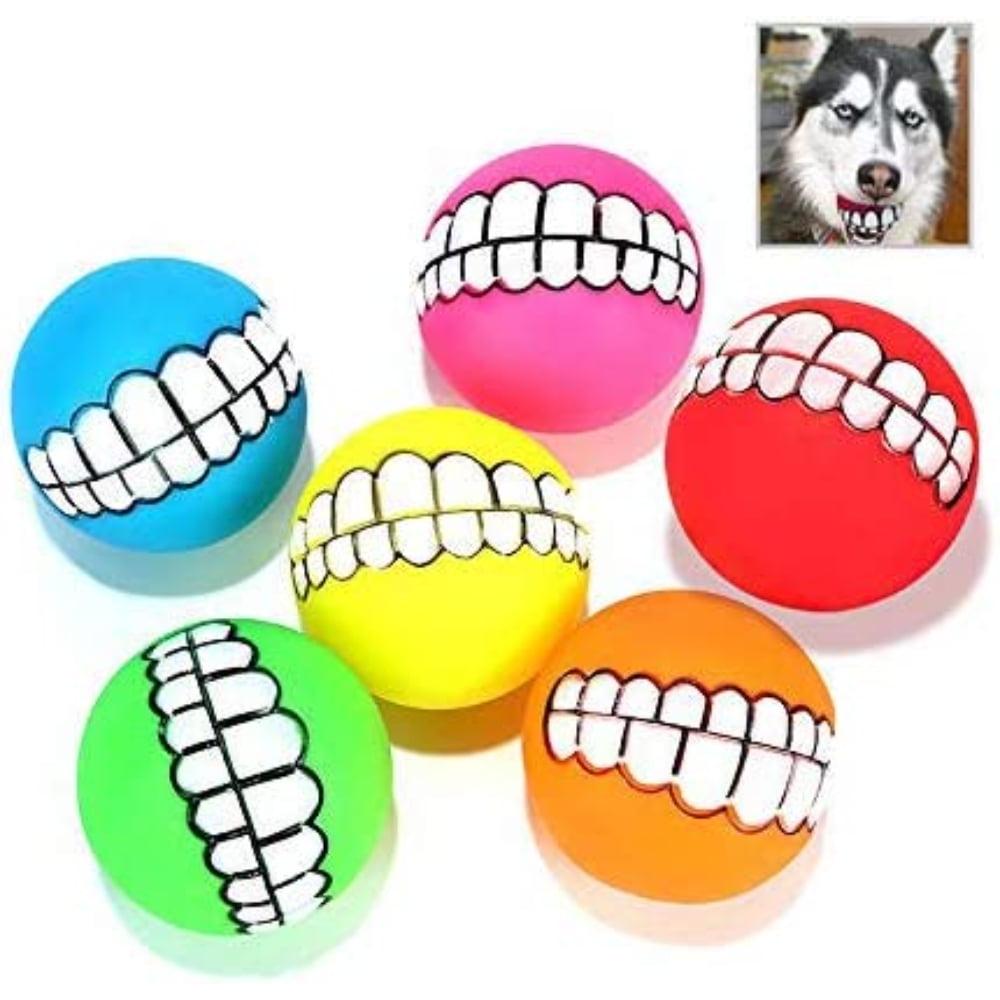 Funny Dog Teeth,6 Pack Funny with Teeth Pattern Squeaky Sound Chew Toy ...