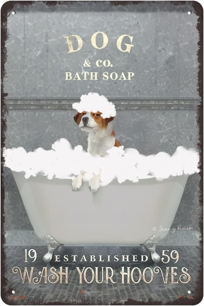 Funny Dog Tin Signs, Wash Your Paw Dog Sign Metal Poster, Funny Dog ...