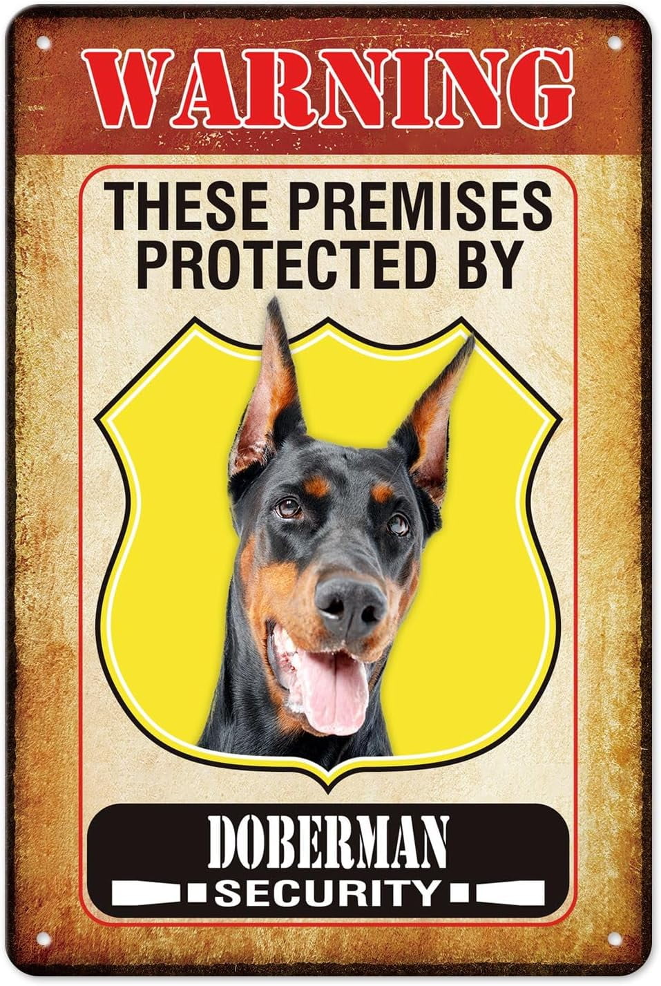Funny Dog Warning Metal Sign These Premises Protected by Doberman Dog ...