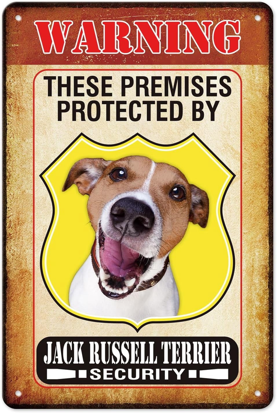 Funny Dog Warning Metal Sign These Premises Protected by Jack Russell ...
