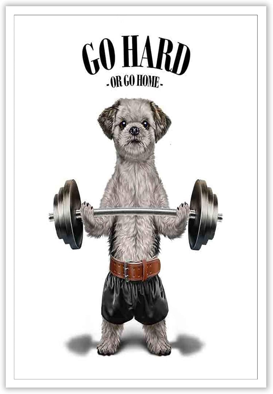 Funny Dog Weightlifting Fitness Canvas Wall Art Shih Tzu Dog ...