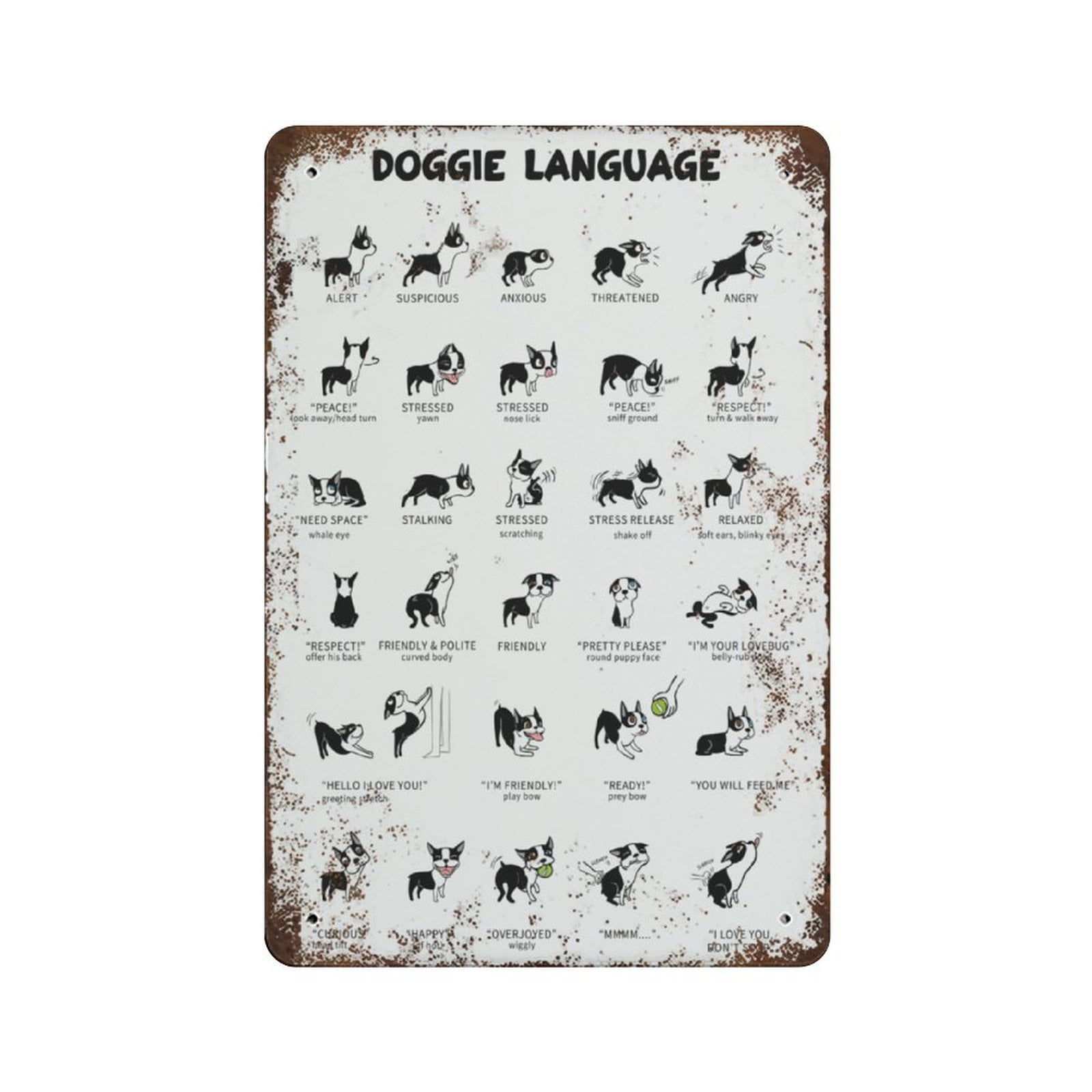 Funny Doggie Language Chart Print, Dog Art Print, Dog Printable, Puppy ...