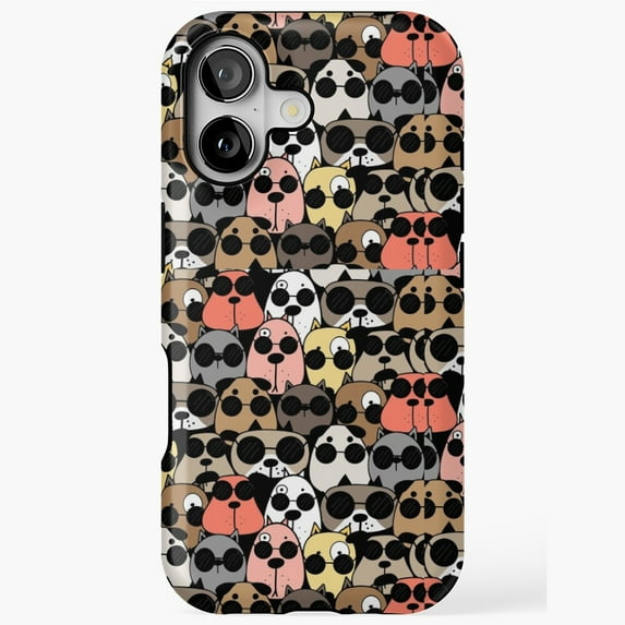 Funny Dogs Pattern Playful Pup Layout Phone Case with iPhone 17 to 11 ...