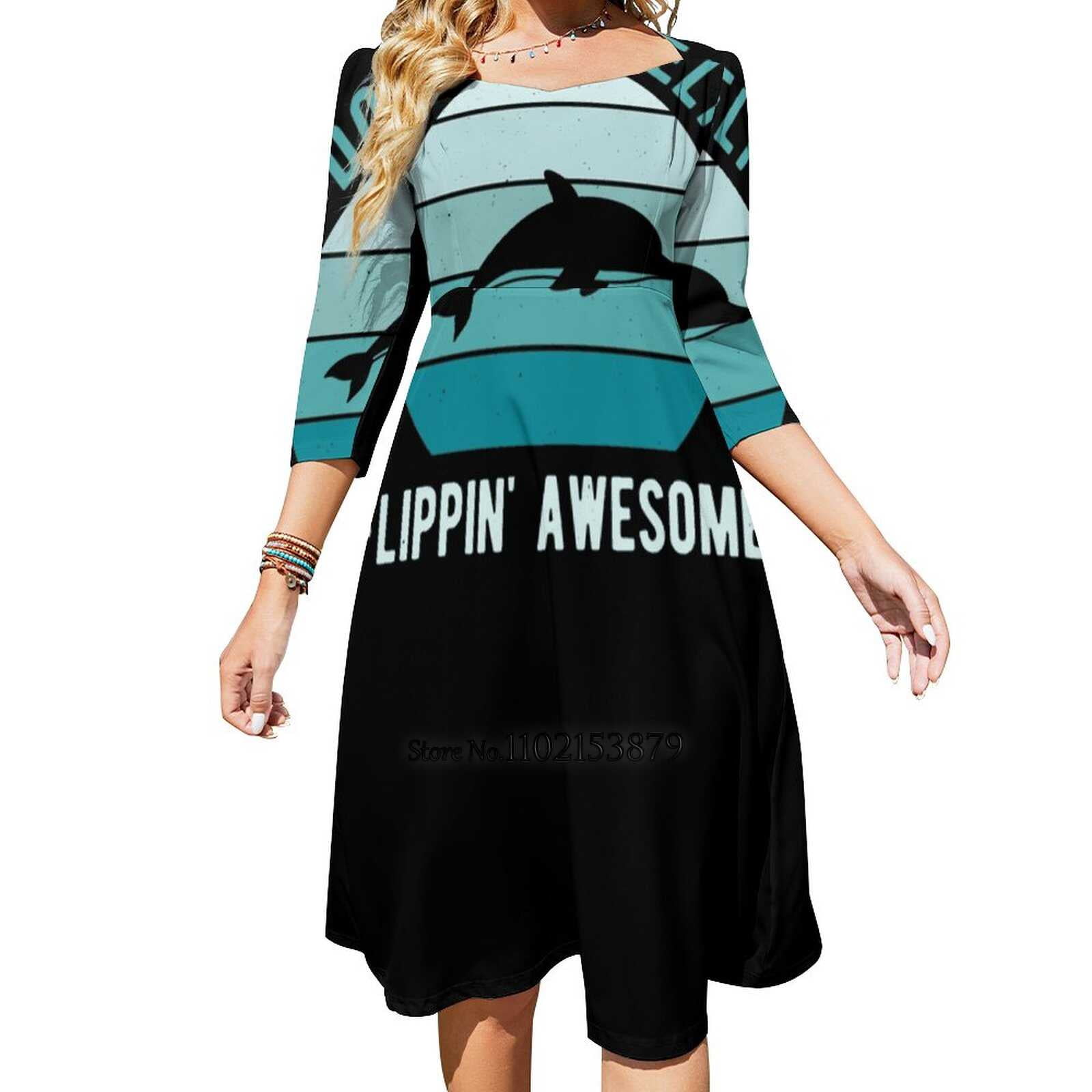 Funny Dolphin Back Lacing Backless Dress Square Neck Dress Fashion ...