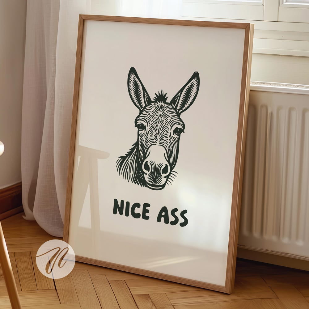 Funny Donkey Bathroom Art Print, Minimalist Decor (Poster) UNFRAMED ...