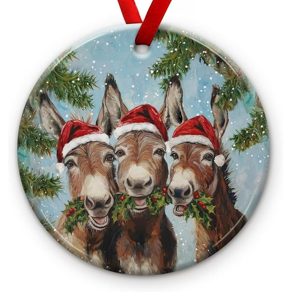 Funny Donkey Christmas Ornament, Rustic Farmhouse Holiday Decor ...