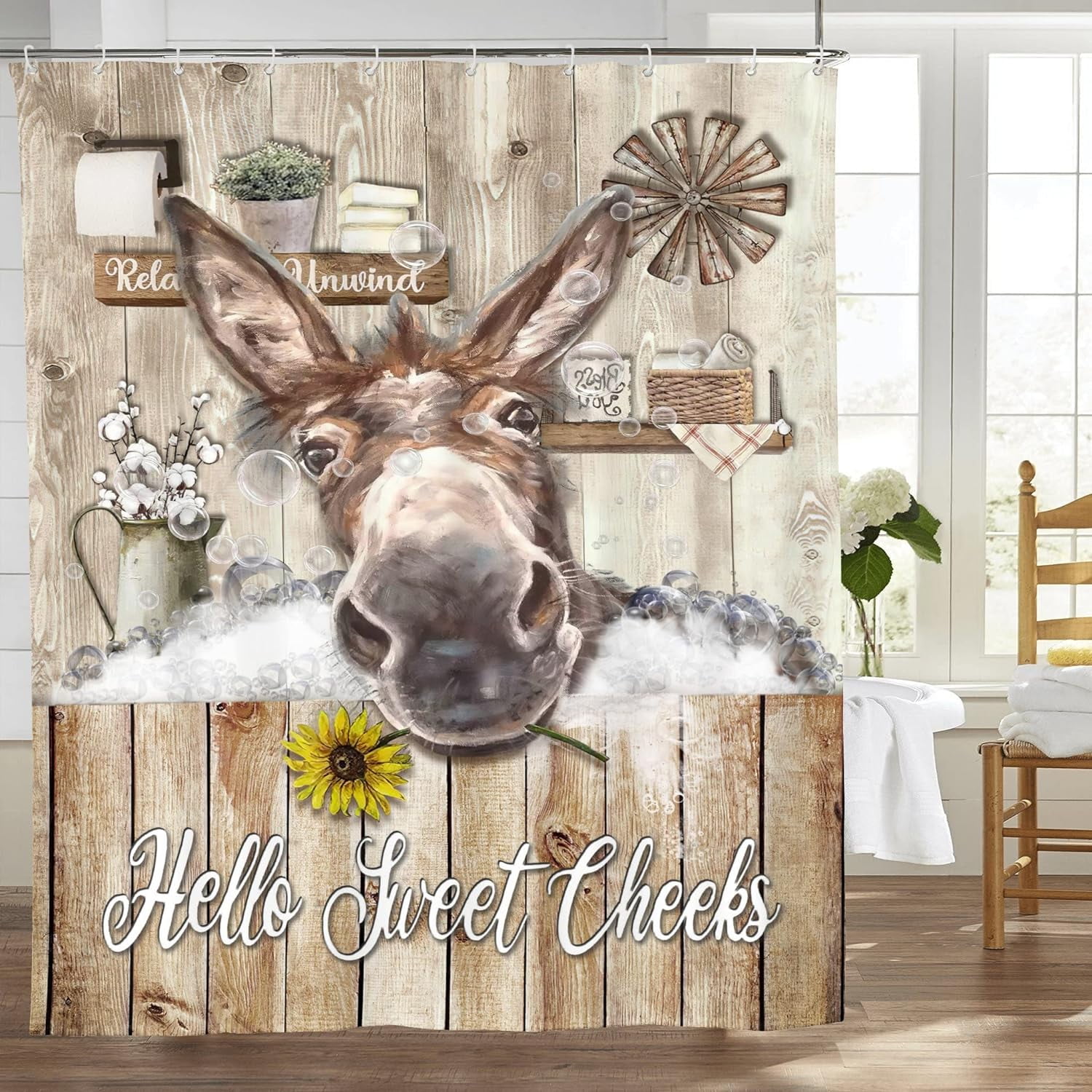 Funny Donkey Shower Curtain Farm Shower Curtain Set for Bathroom ...