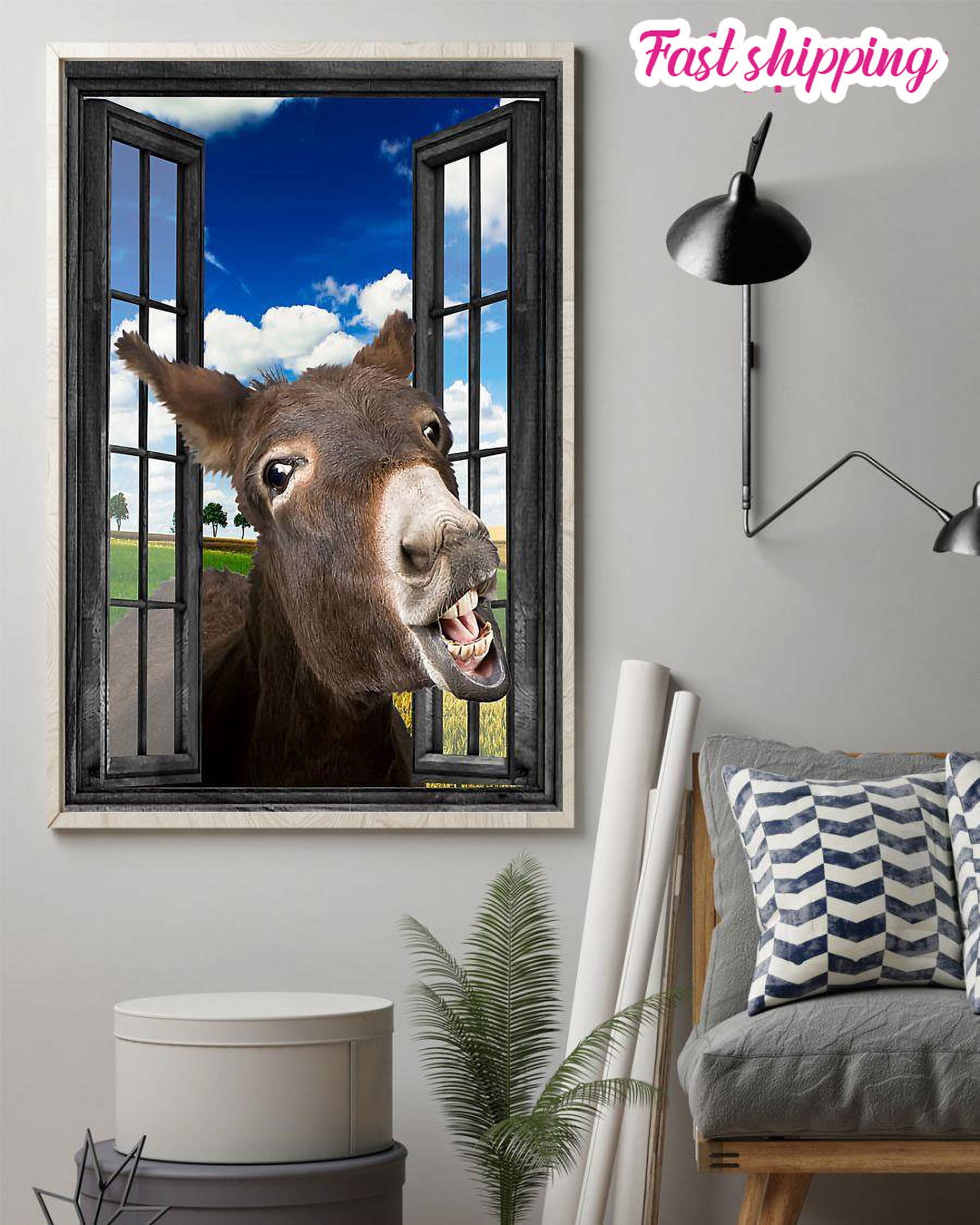 Funny Donkey Window Frame Poster Wall Art Vertical 11 x 17 Inch Poster ...