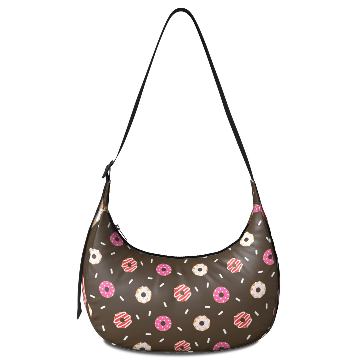 Funny Donut Pattern Nylon Shoulder Bag for Women, Colorful Dessert ...