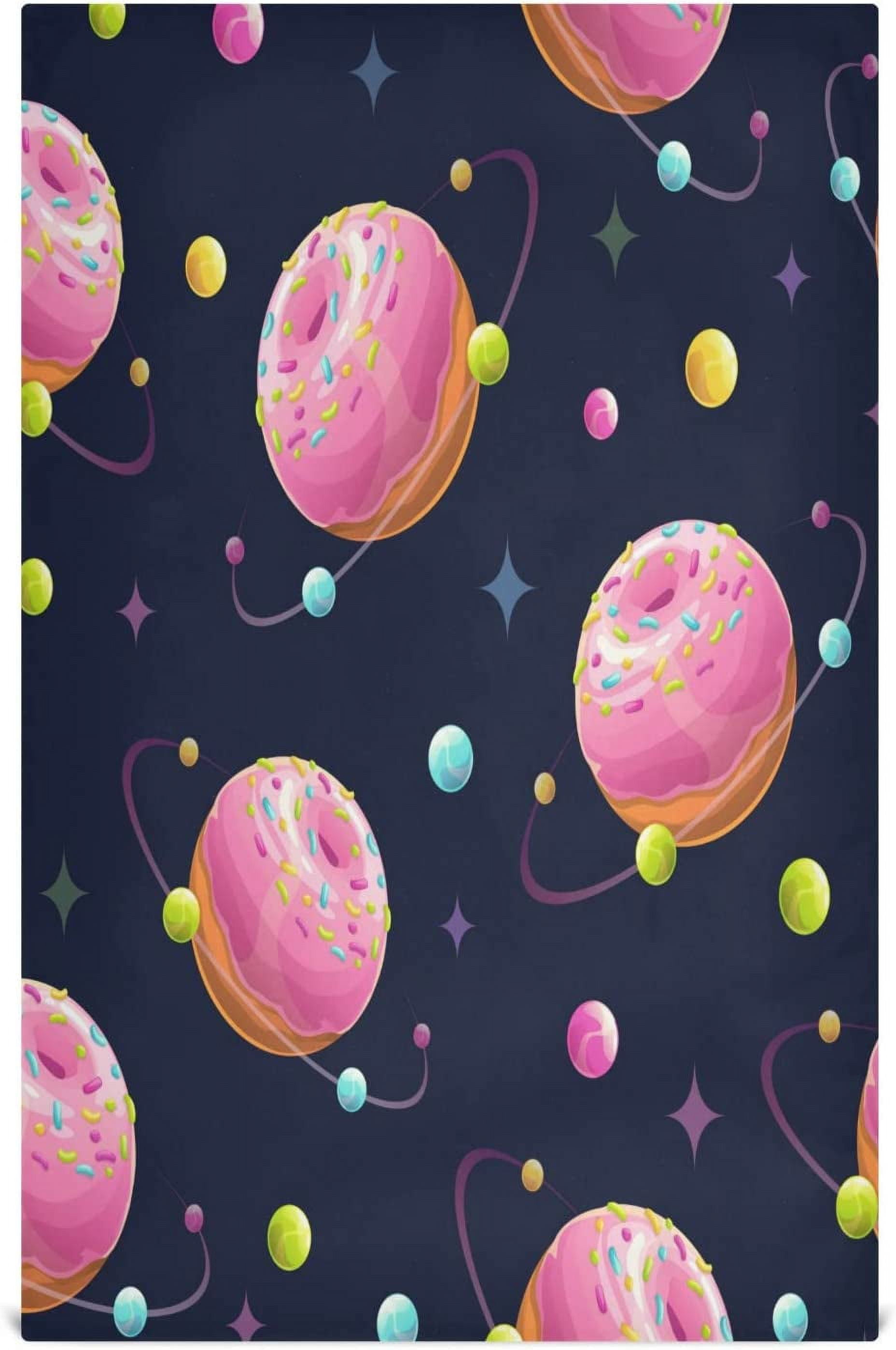 Funny Donut Planet Kitchen Dish Towels Set of 1, Chic Space Washable ...