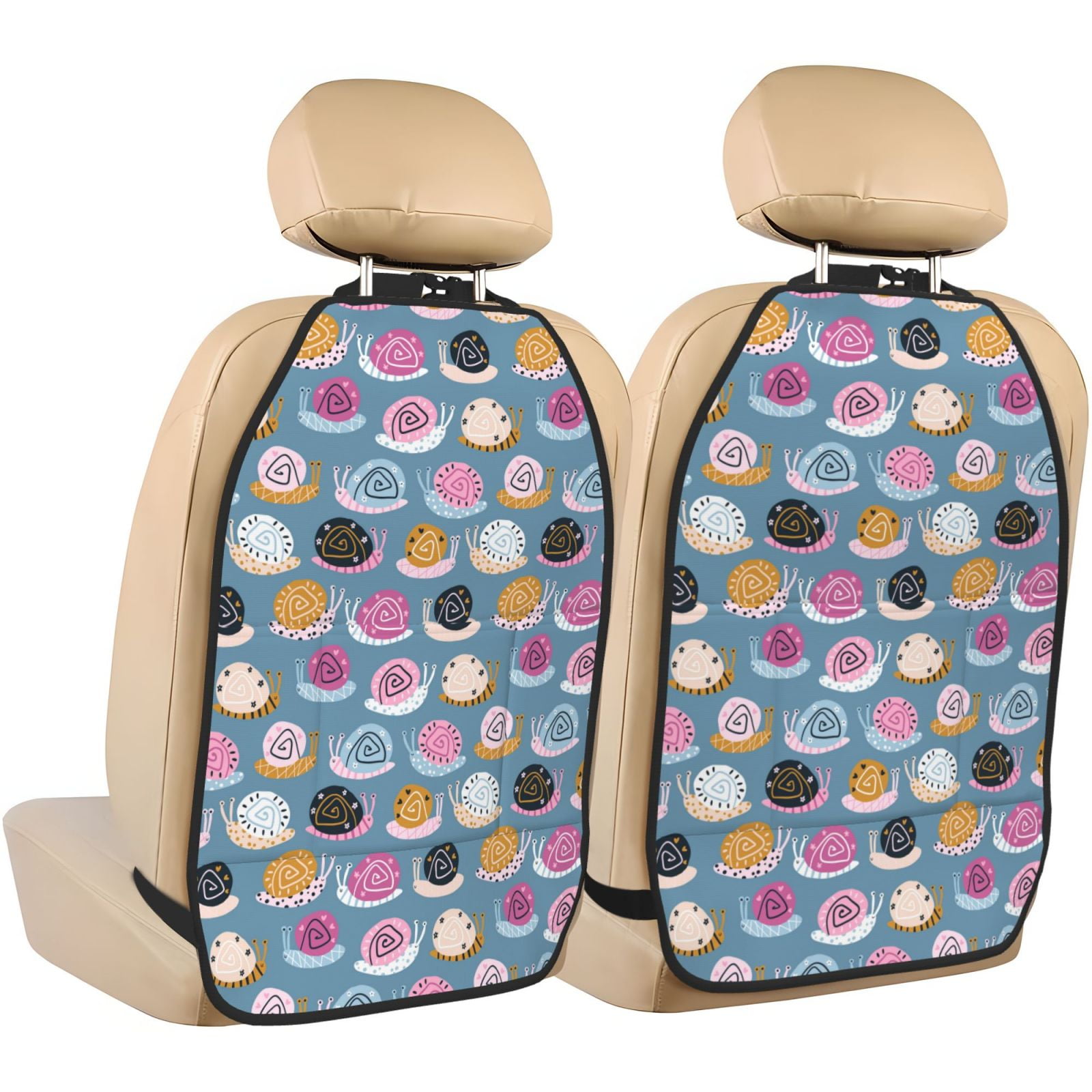 Funny Doodle Snails Backseat Car Organizer, 2 Pack Kick Mats Back Seat ...