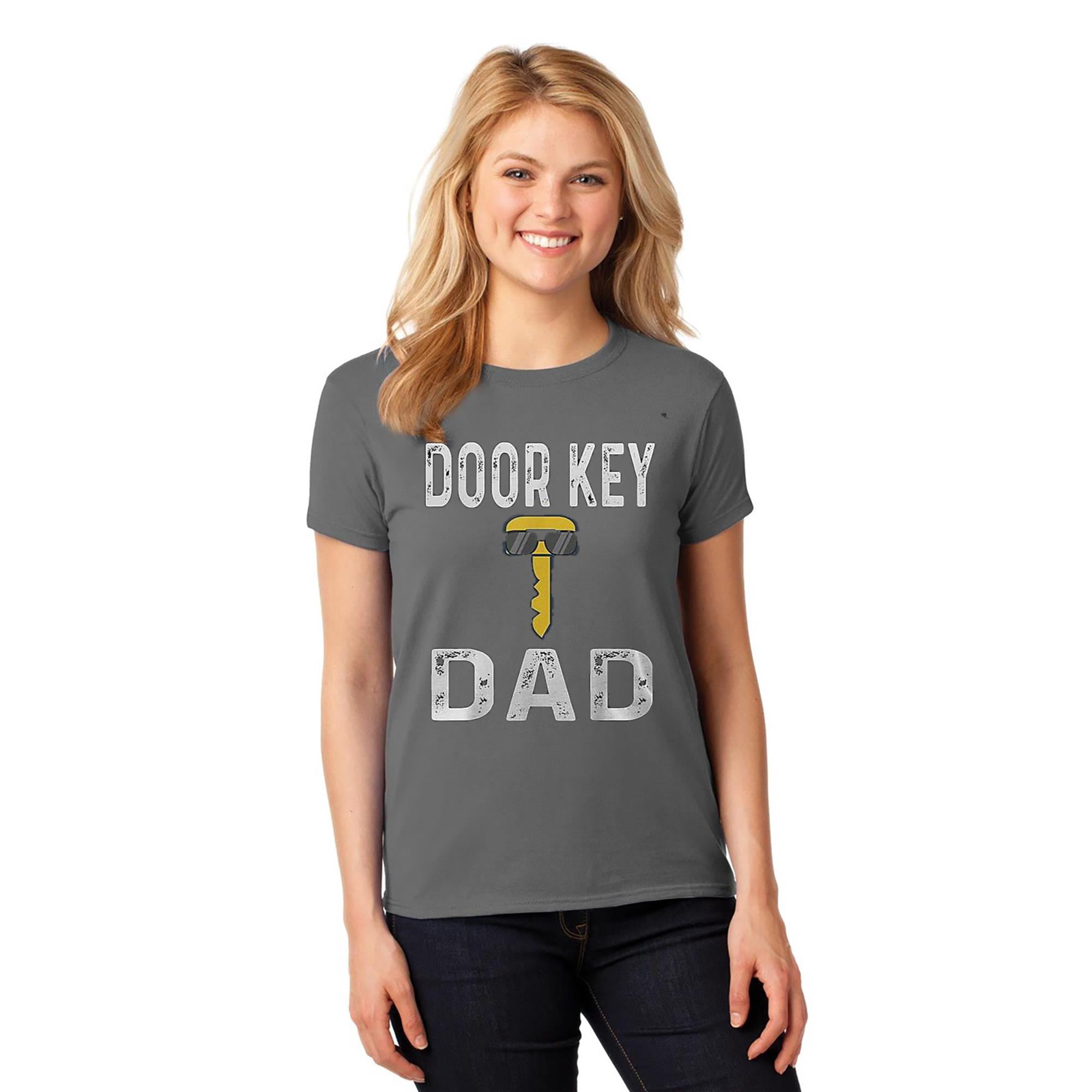 Funny Door Key Dad Pun Humor Dorky Dork Book Nerd Father Family T-Shirt ...